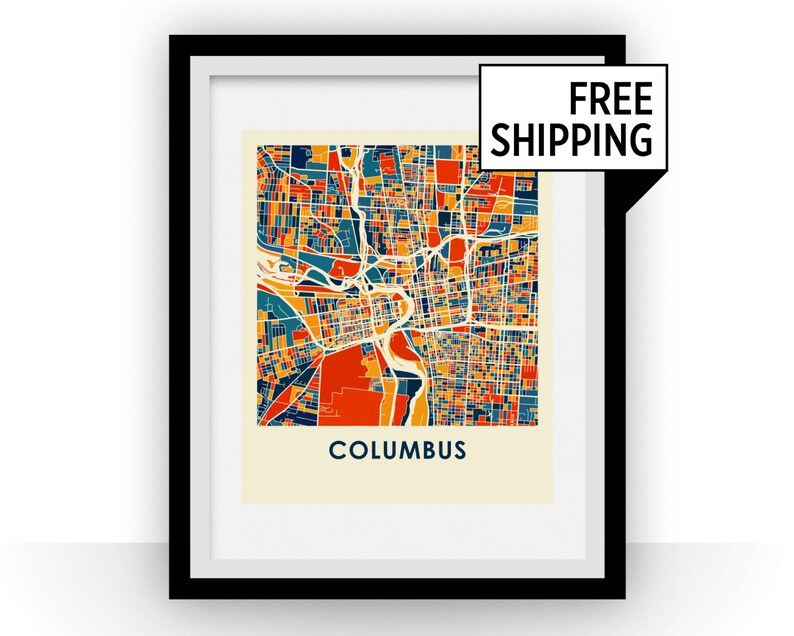 Columbus Map Print Full Color Map Poster - Etsy