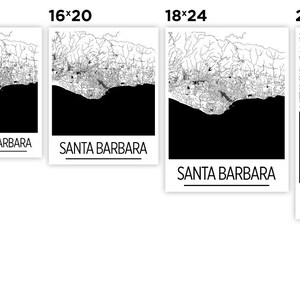 Santa Barbara Map Poster - California Map Print - Art Deco Series - Etsy