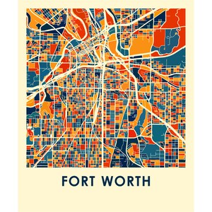 Fort Worth Map Print - Full Color Map Poster - Etsy