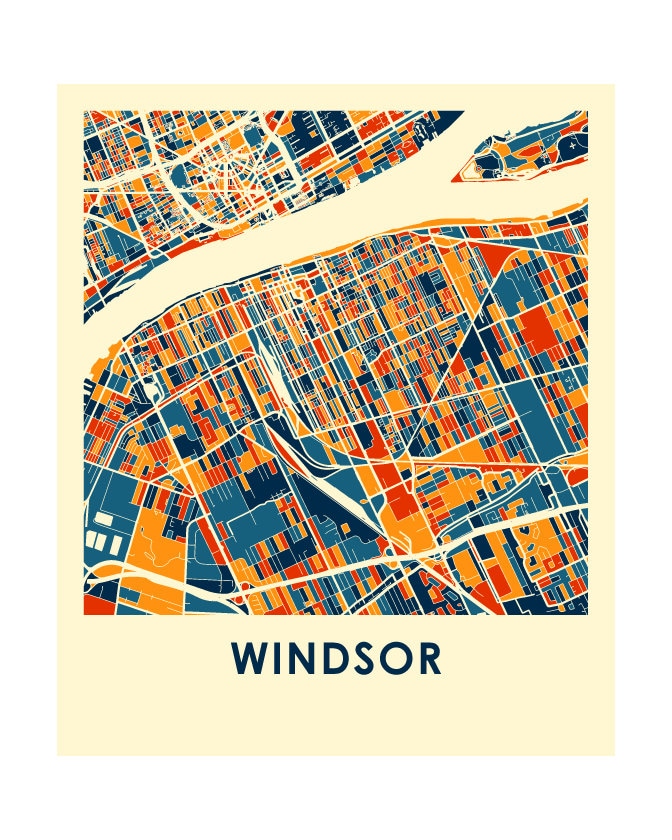 Windsor Ontario Map Print Full Color Map Poster - Etsy Canada