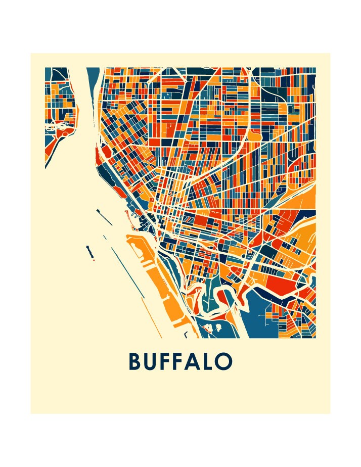 Buffalo Map Print Full Color Map Poster | Etsy