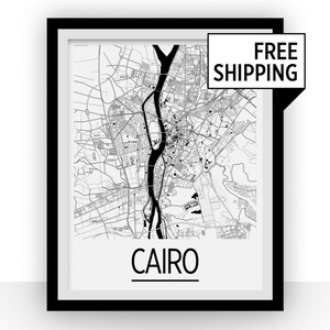 Cairo Map Poster - Egypt Map Print - Art Deco Series - Etsy