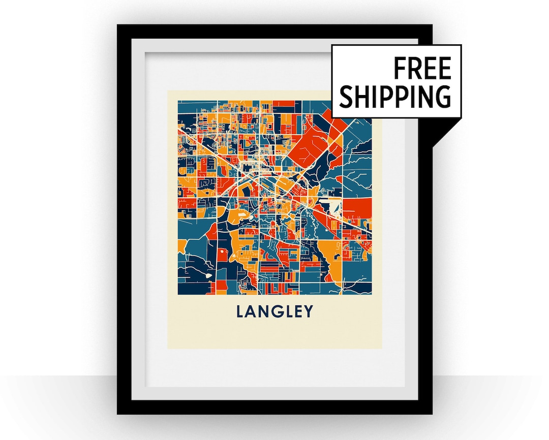 Langley British Columbia Map Print - Full Color Map Poster - Etsy