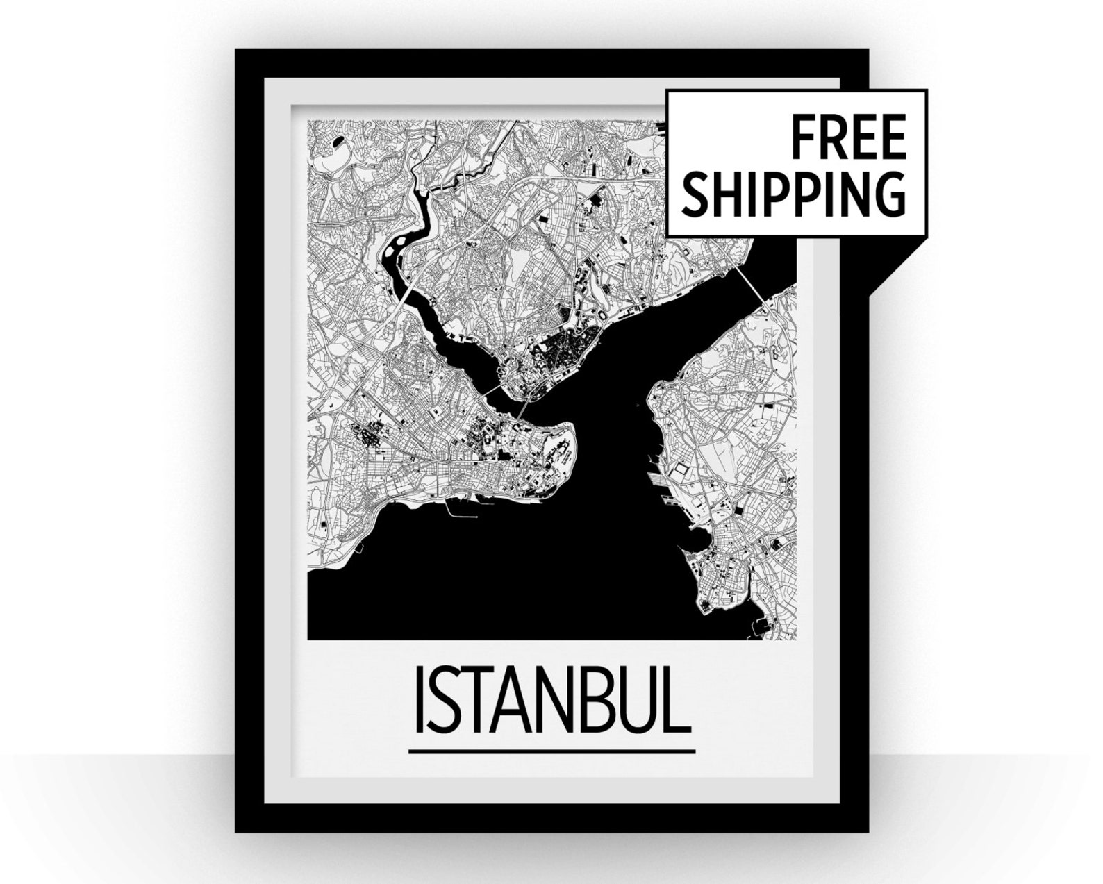Istanbul Map Poster Turkey Map Print Art Deco Series - Etsy