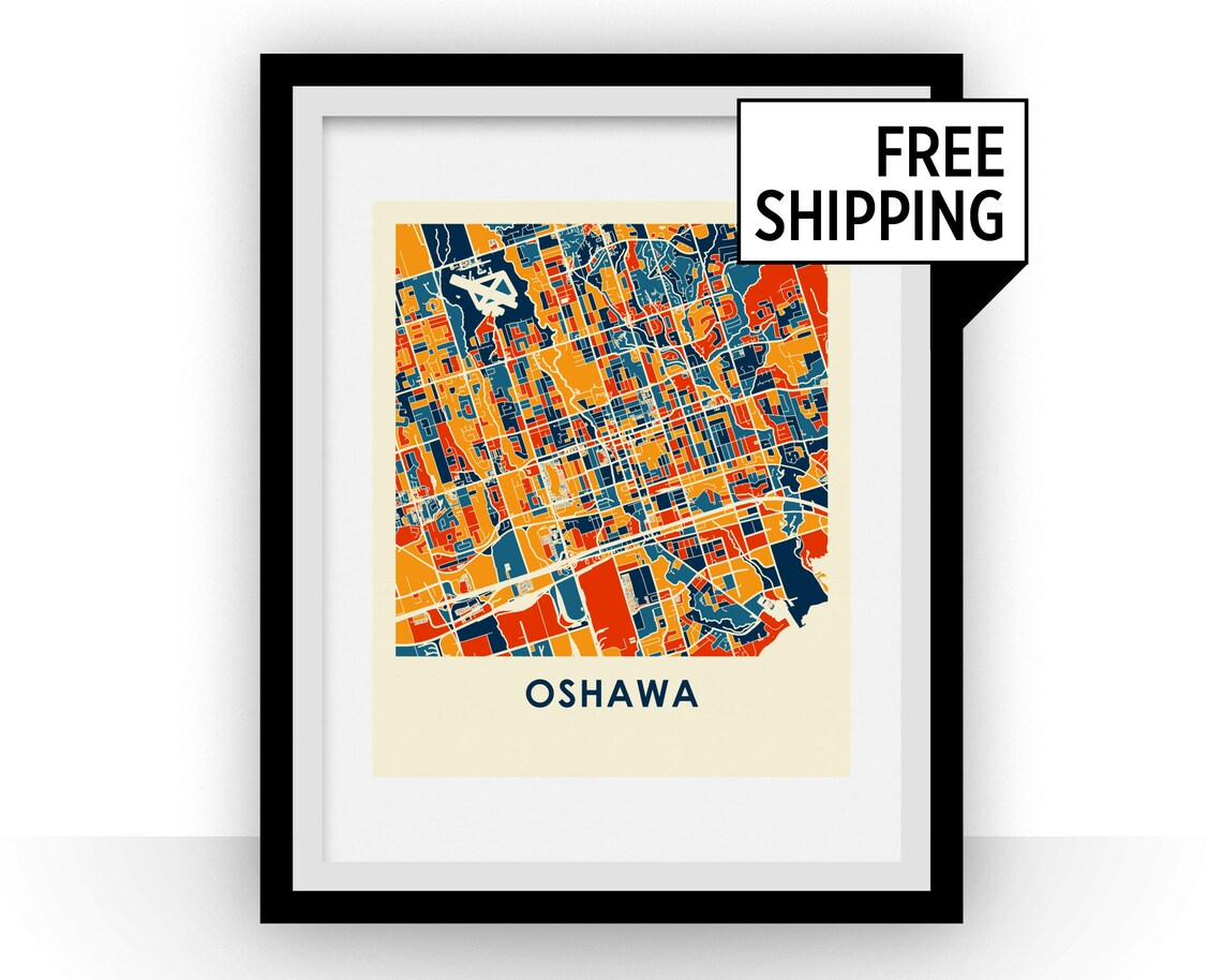 Oshawa Ontario Map Print Full Color Map Poster - Etsy Canada