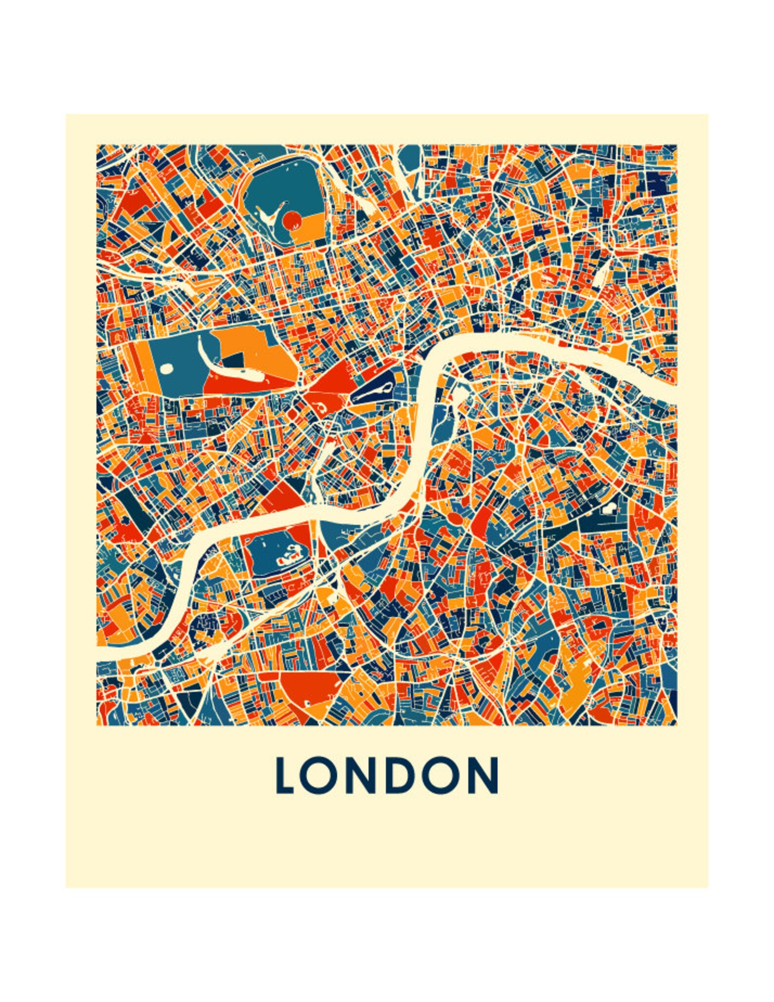 London Map Print Full Color Map Poster | Etsy