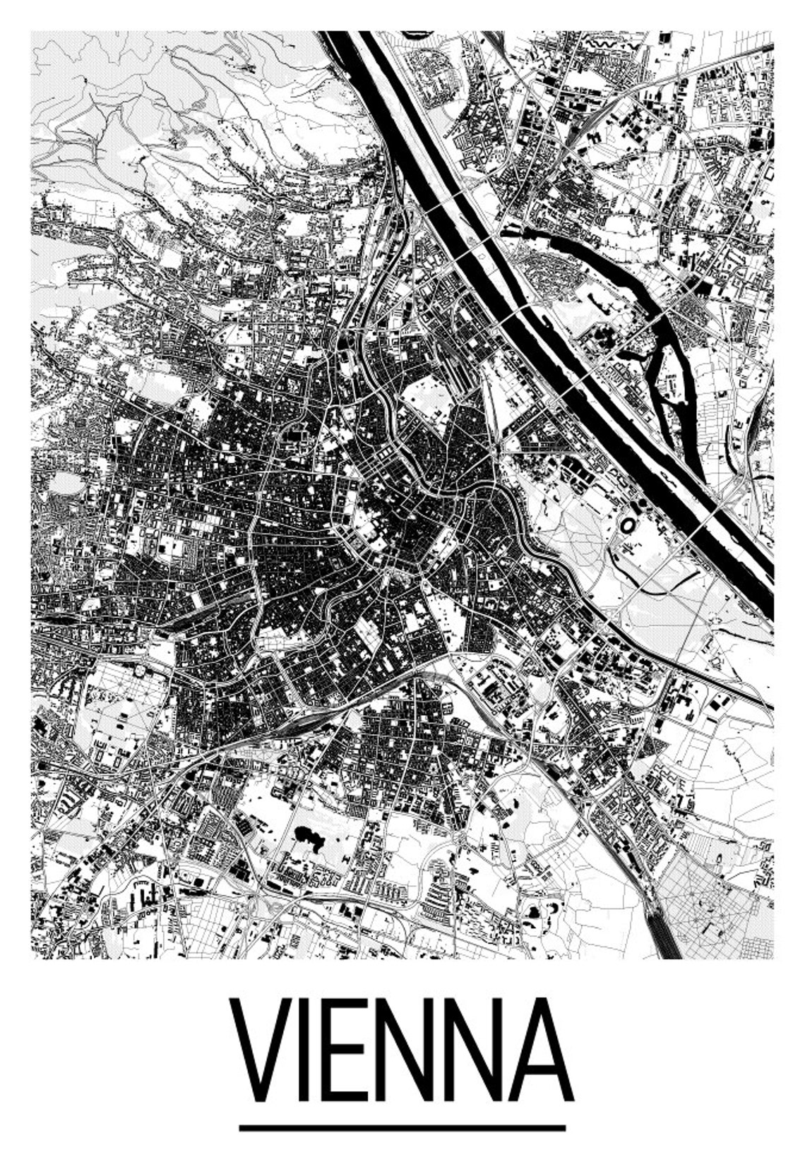 Vienna Map Poster - Austria Map Print - Art Deco Series - Etsy
