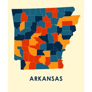 Arkansas Map Print - Full Color Map Poster - Etsy