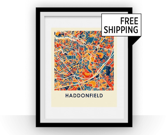 Haddonfield NJ Map Print Full Color Map Poster | Etsy