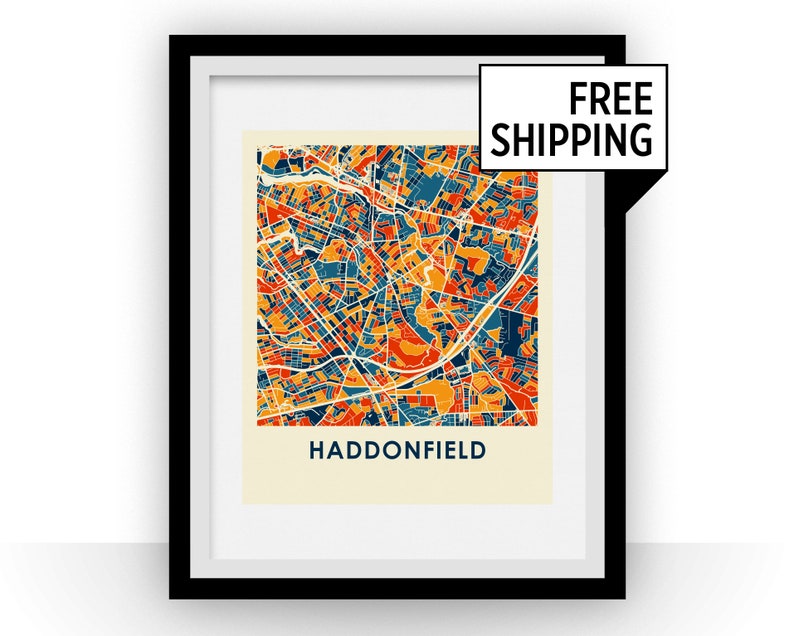 Haddonfield NJ Map Print - Full Color Map Poster - Etsy