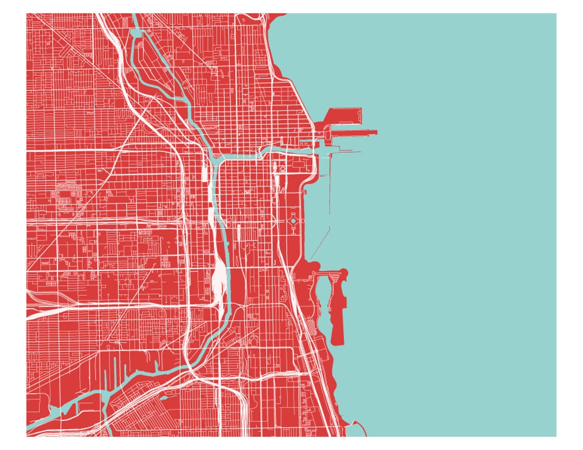 Chicago Map Print Choose Your Color - Etsy