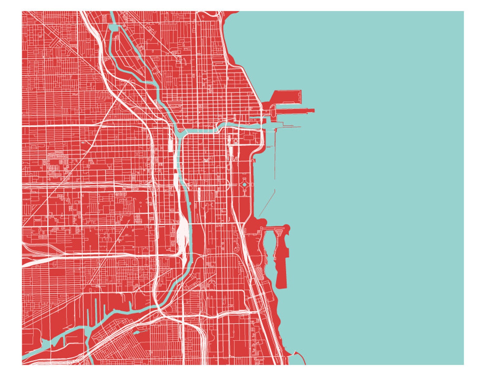 Chicago Map Print Choose Your Color - Etsy