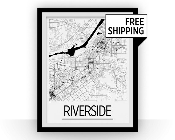 Riverside Map Poster usa Map Print Art Deco Series | Etsy