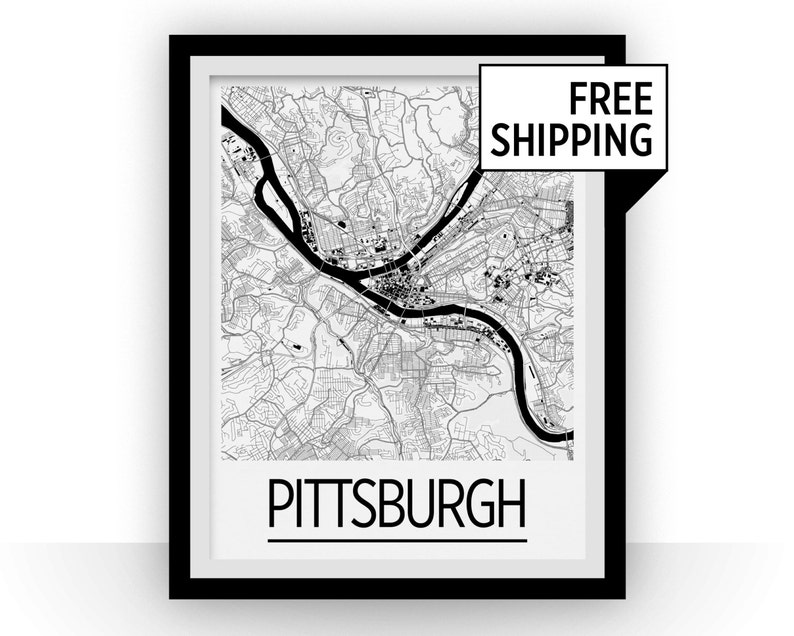 Pittsburgh Map Poster Usa Map Print Art Deco Series - Etsy