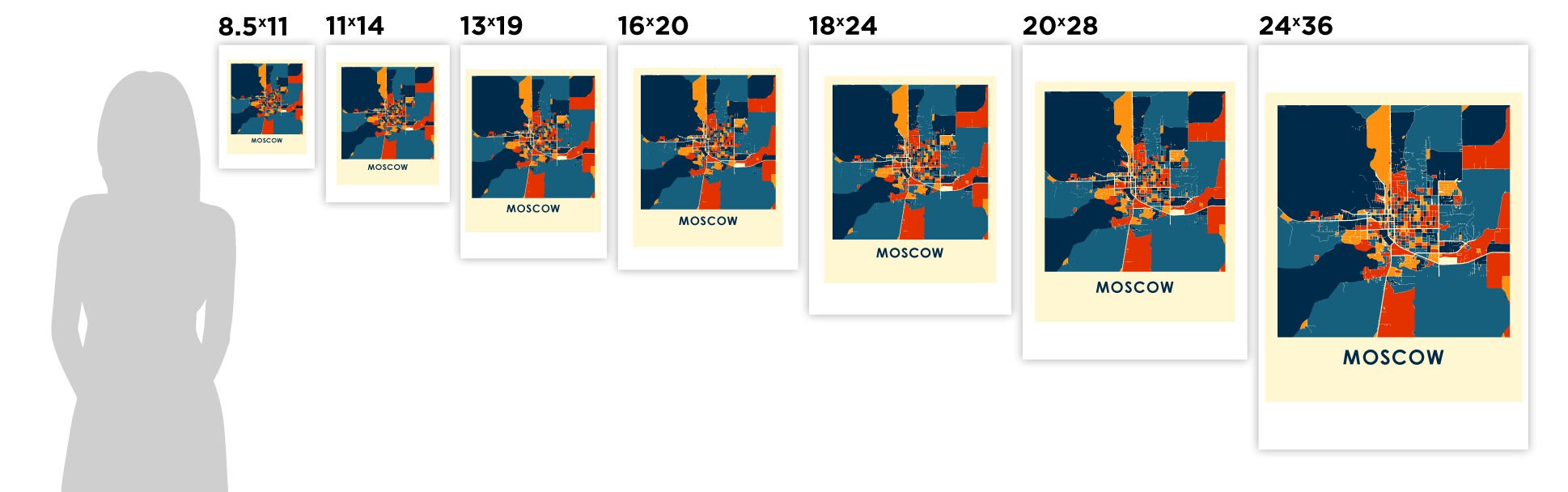 Moscow ID Map Print Full Color Map Poster - Etsy