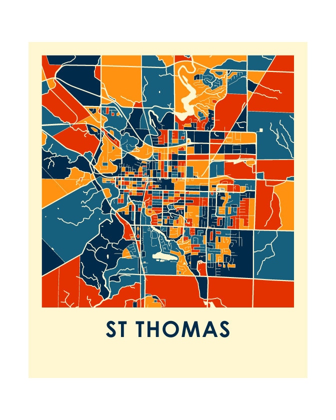 St Thomas Ontario Map Print Full Color Map Poster | Etsy