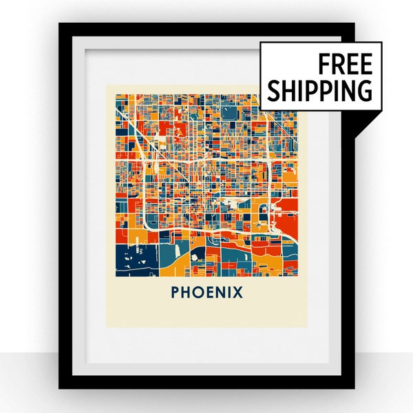 Phoenix Map Poster - Etsy