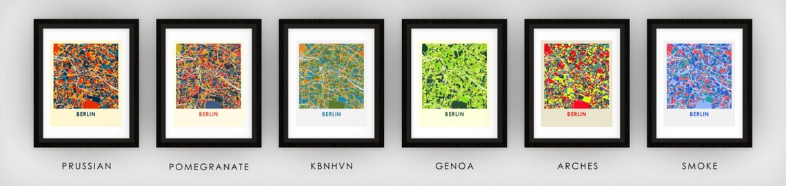 Berlin Map Print Full Color Map Poster - Etsy