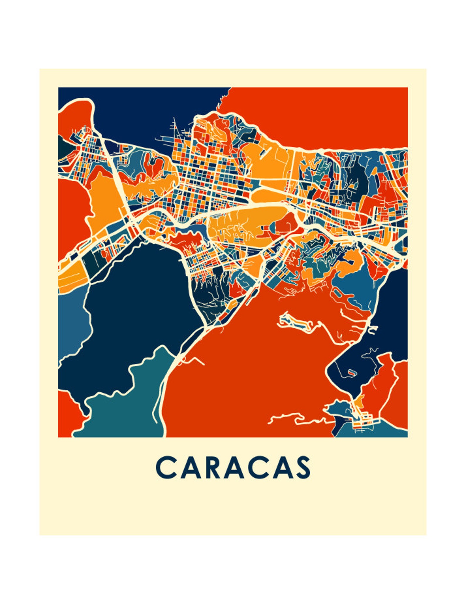 Caracas Map Print - Full Color Map Poster - Etsy