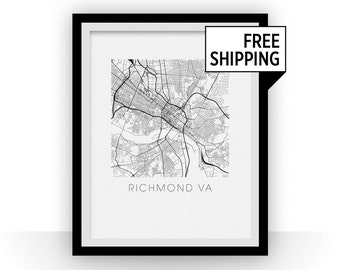 Richmond Map Print Full Color Map Poster | Etsy
