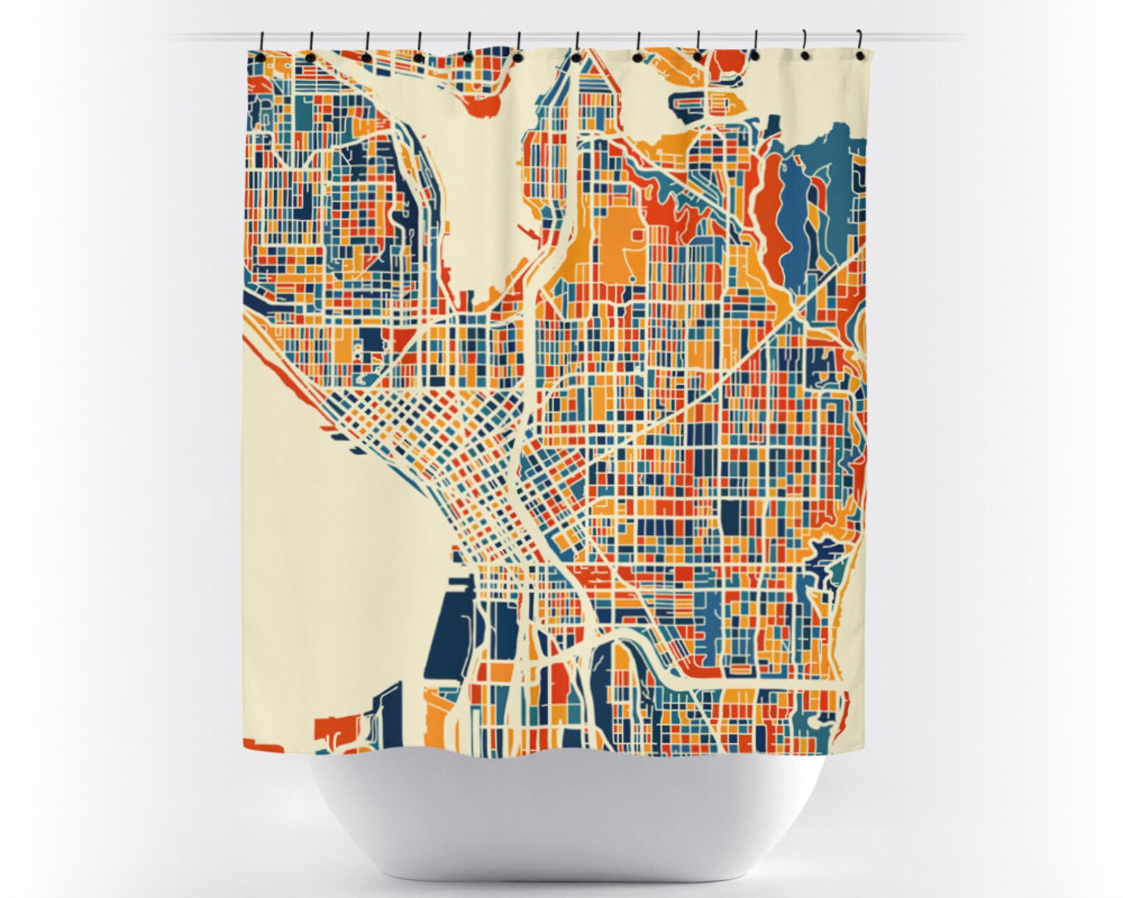 Seattle Map Shower Curtain Usa Shower Curtain Chroma - Etsy