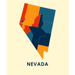 Nevada Map Print - Full Color Map Poster - Etsy