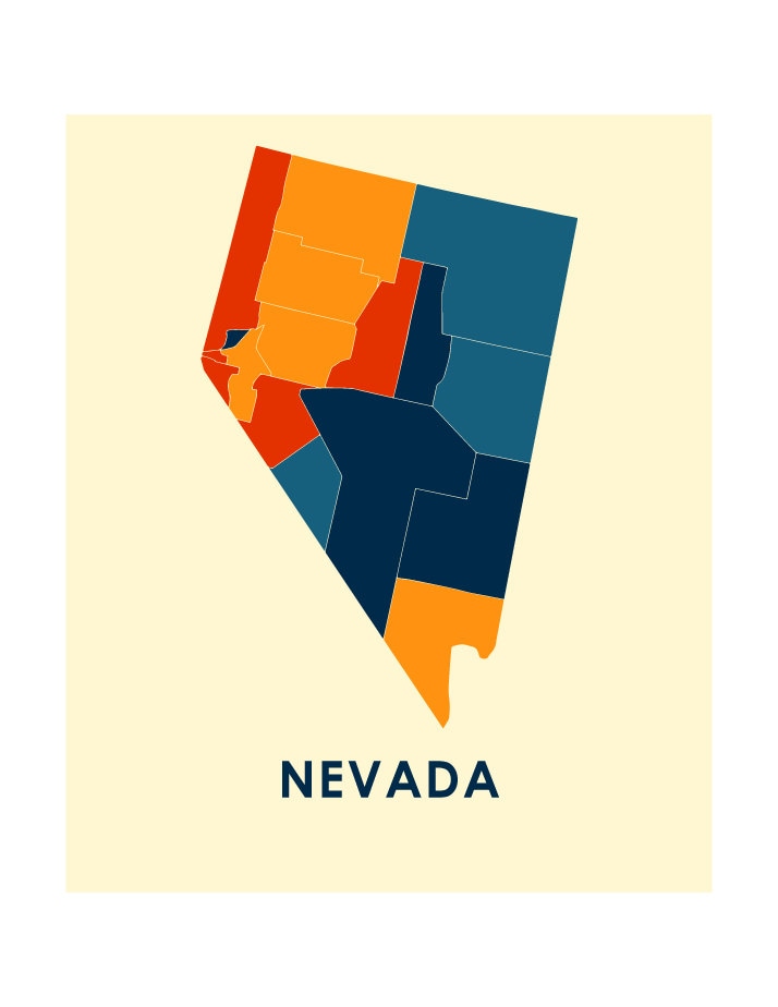 Nevada Map Print Full Color Map Poster - Etsy