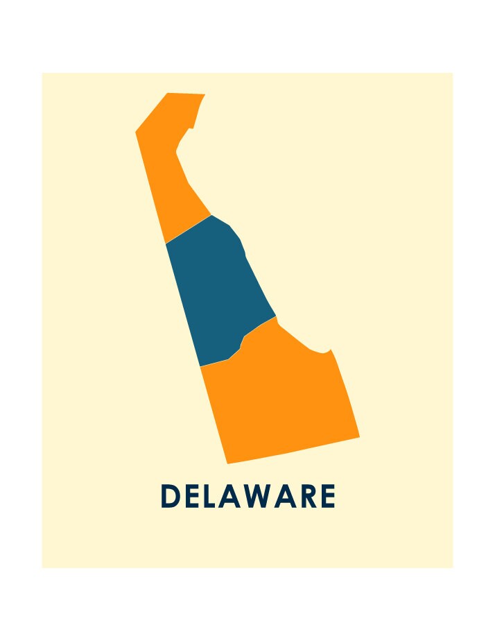 Delaware Map Print Full Color Map Poster - Etsy