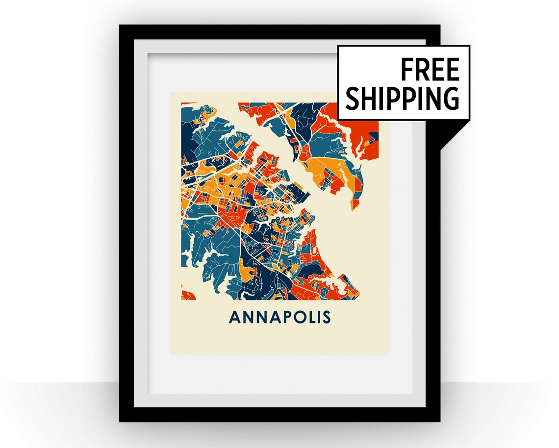 Annapolis Map Print Full Color Map Poster - Etsy