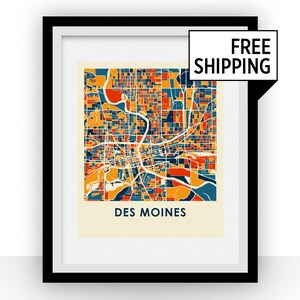 Des Moines Map Print - Full Color Map Poster - Etsy