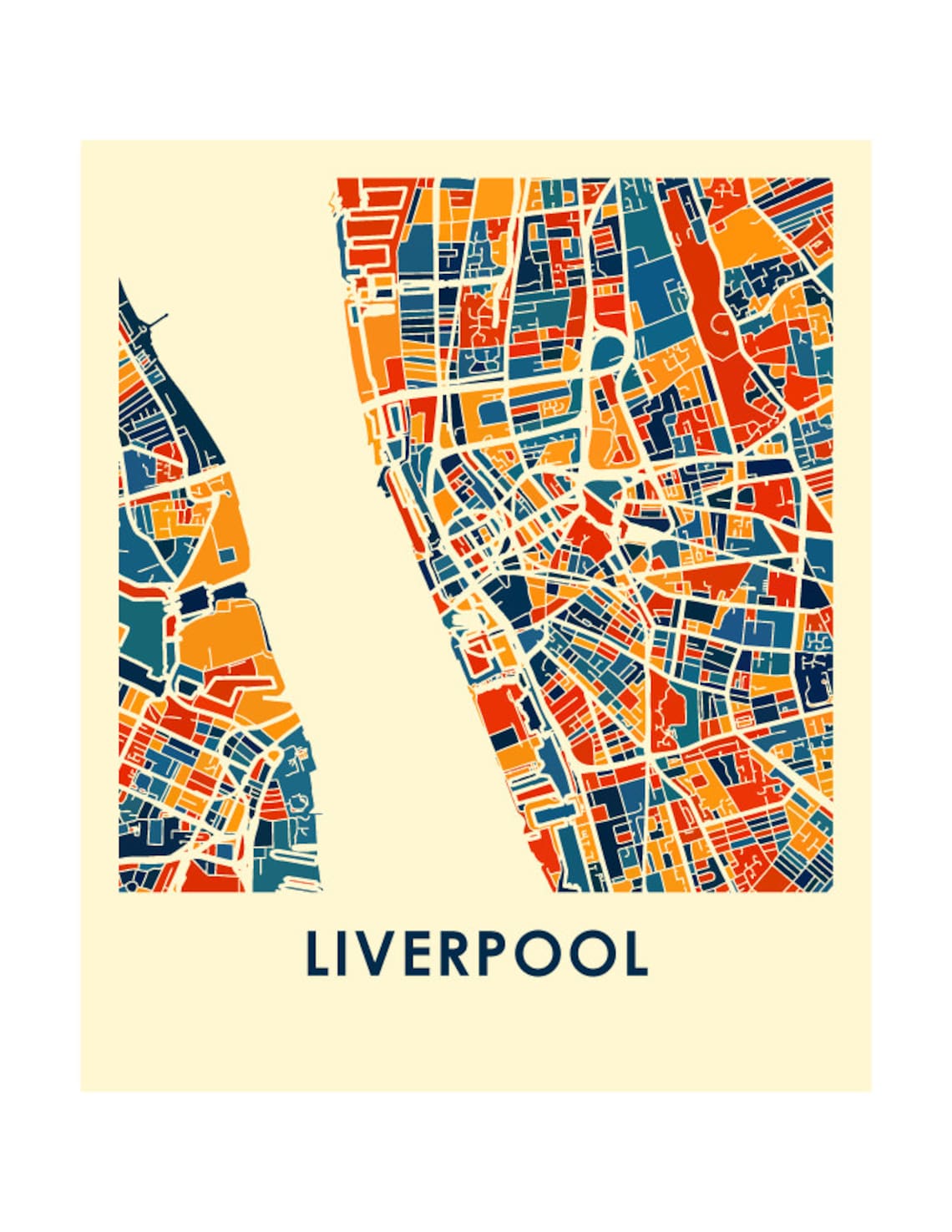 Liverpool Map Print Full Color Map Poster | Etsy