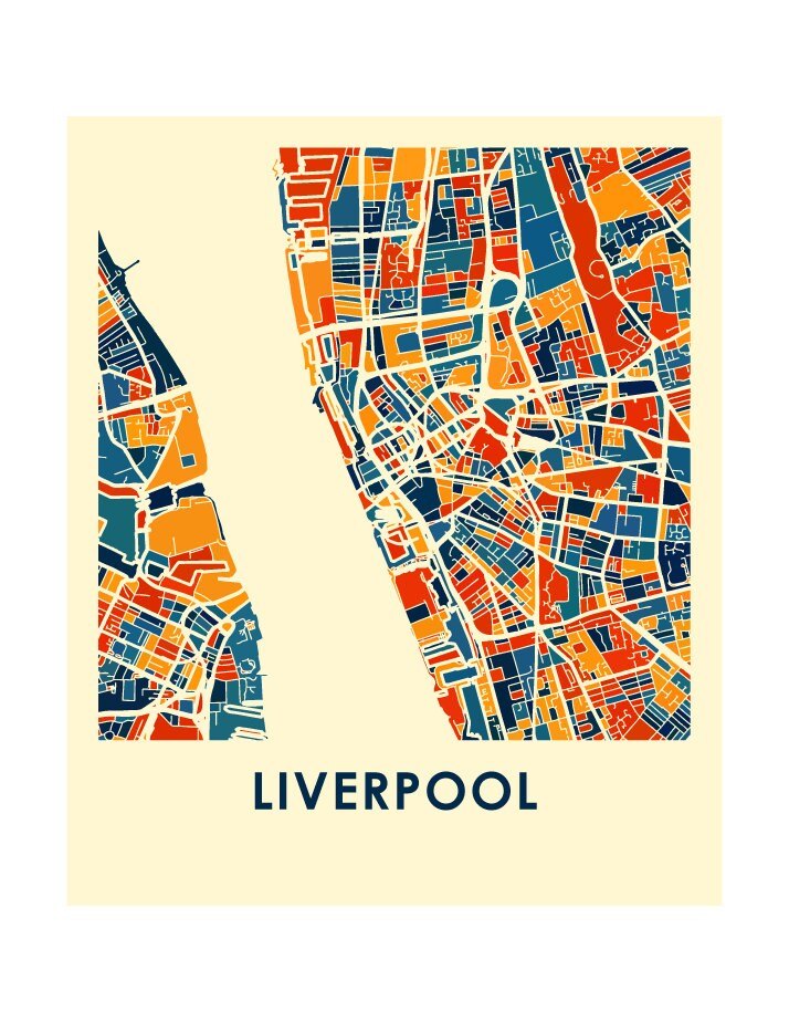 Liverpool Map Print Full Color Map Poster - Etsy