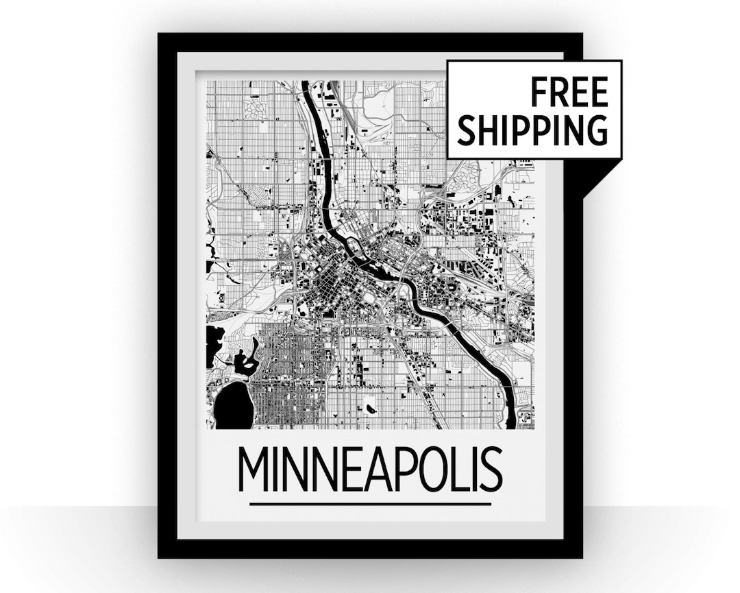Minneapolis Map Poster - Usa Map Print - Art Deco Series - Etsy