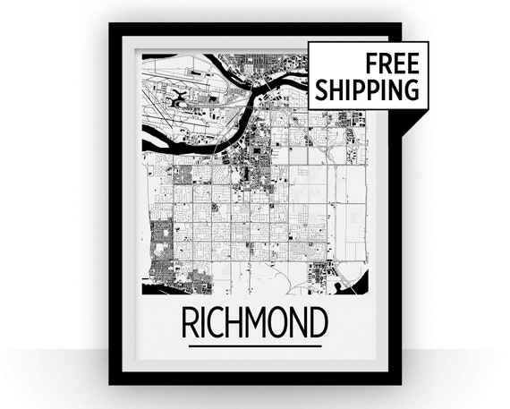 Richmond British Columbia Map Poster British Columbia Map | Etsy