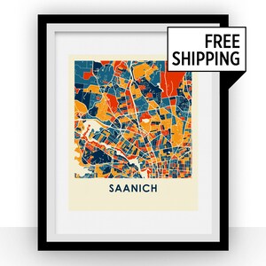 Saanich British Columbia Map Print - Full Color Map Poster - Etsy