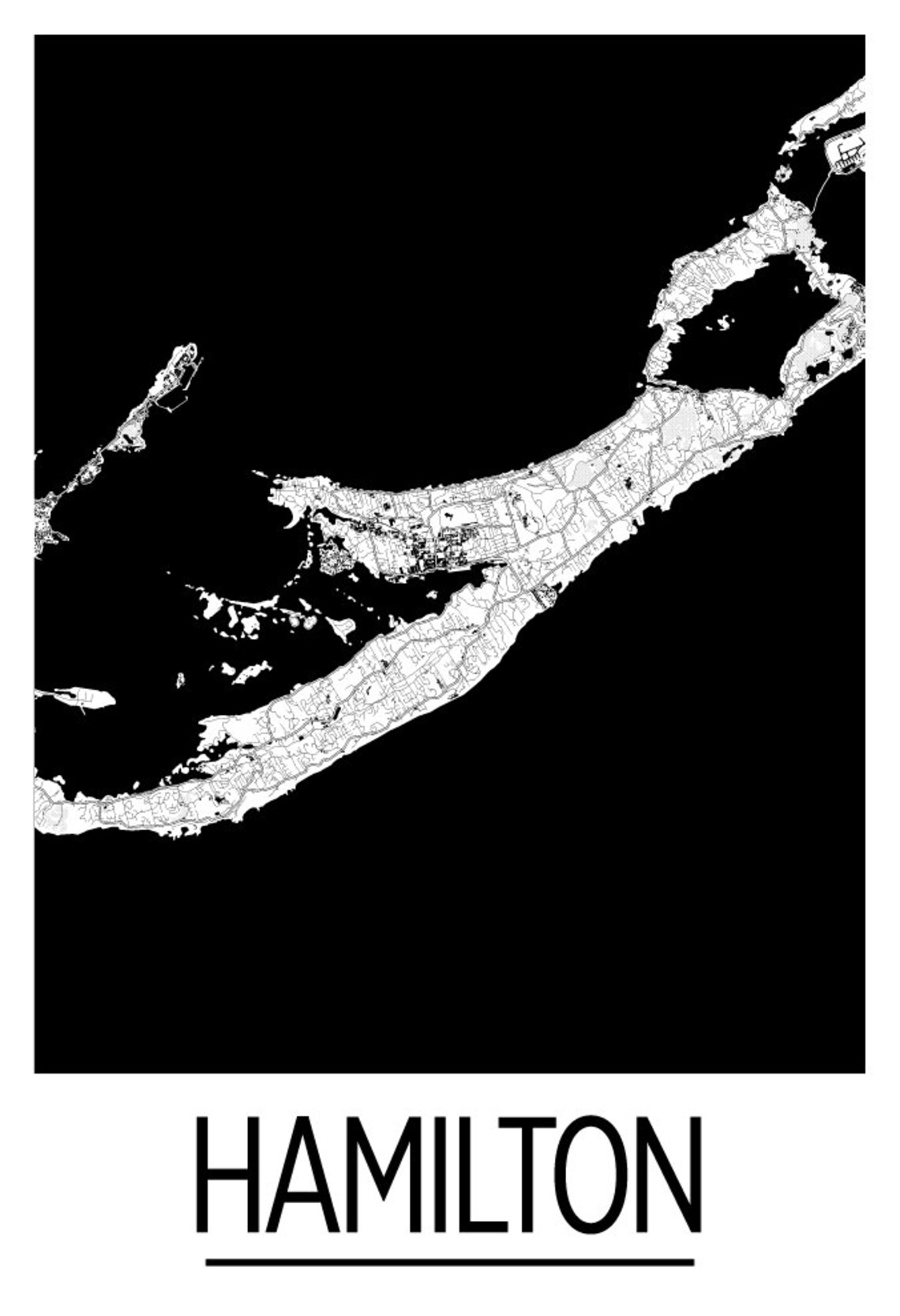 Hamilton Bermuda Map Poster Bermuda Map Print Art Deco - Etsy