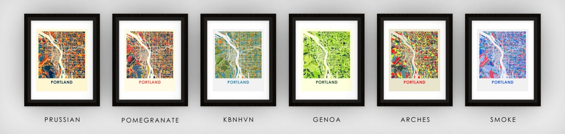 Portland Map Print Full Color Map Poster | Etsy