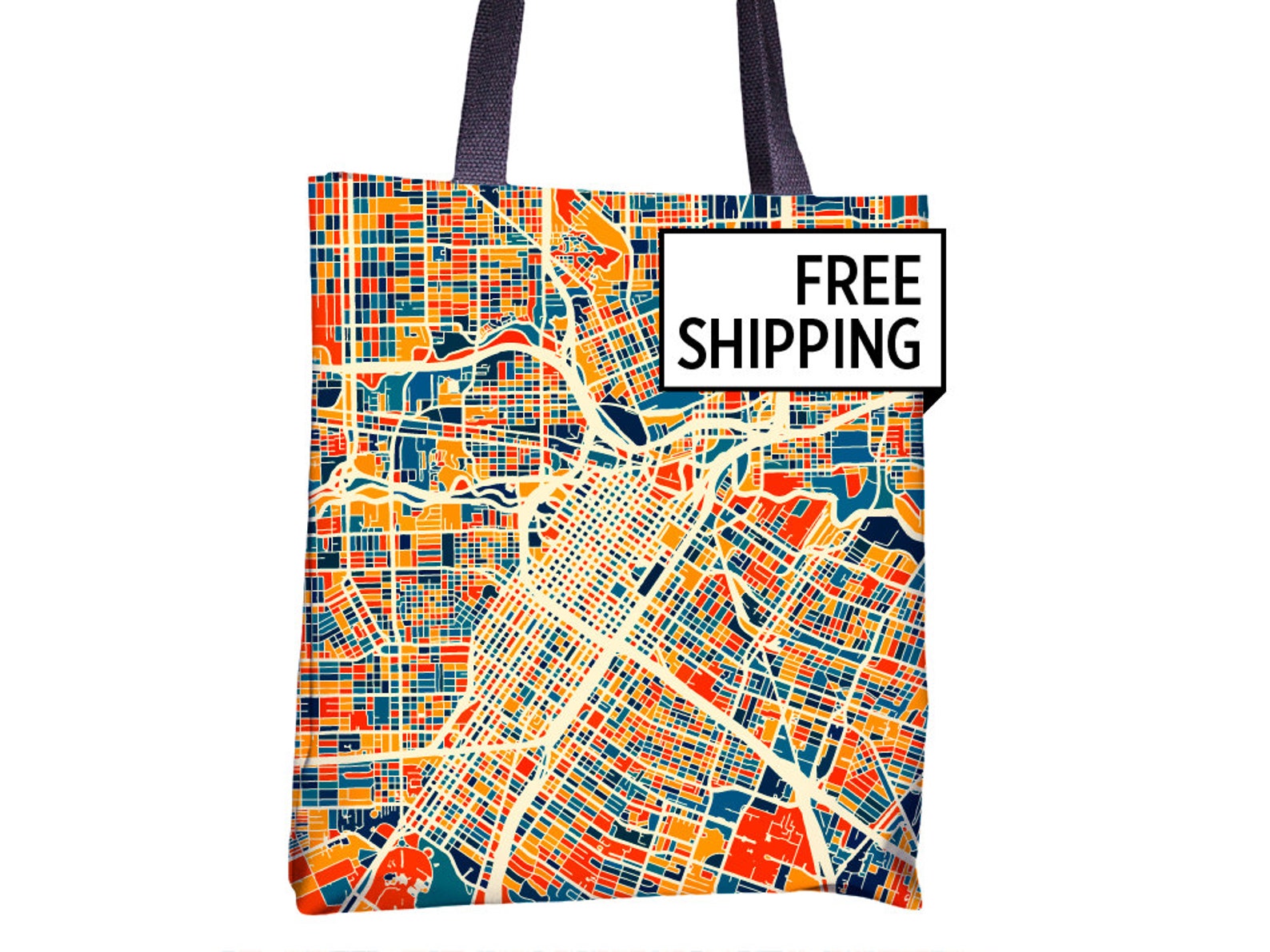 Houston Map Tote Bag Texas Map Tote Bag 15x15 - Etsy