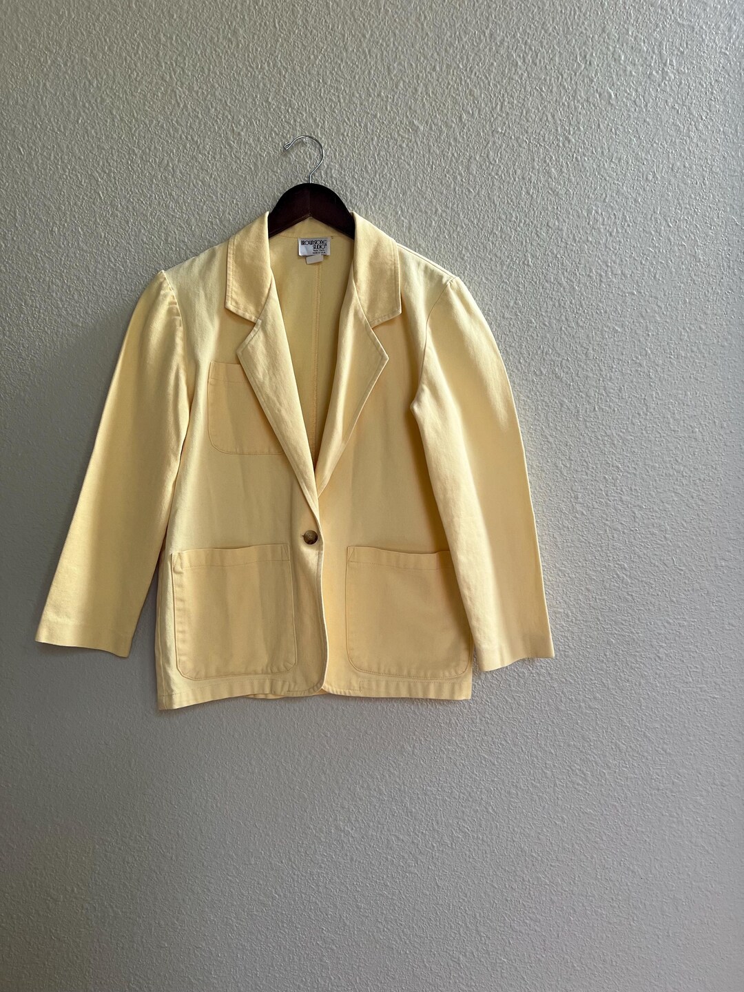 Vintage Butter Yellow Cotton Twill Jacket Chore Coat Soft Yellow Blazer ...