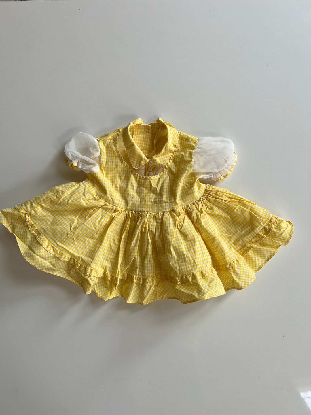 Vintage Yellow Gingham Dress Baby Summer Dress Baby Girl Yellow Spring ...
