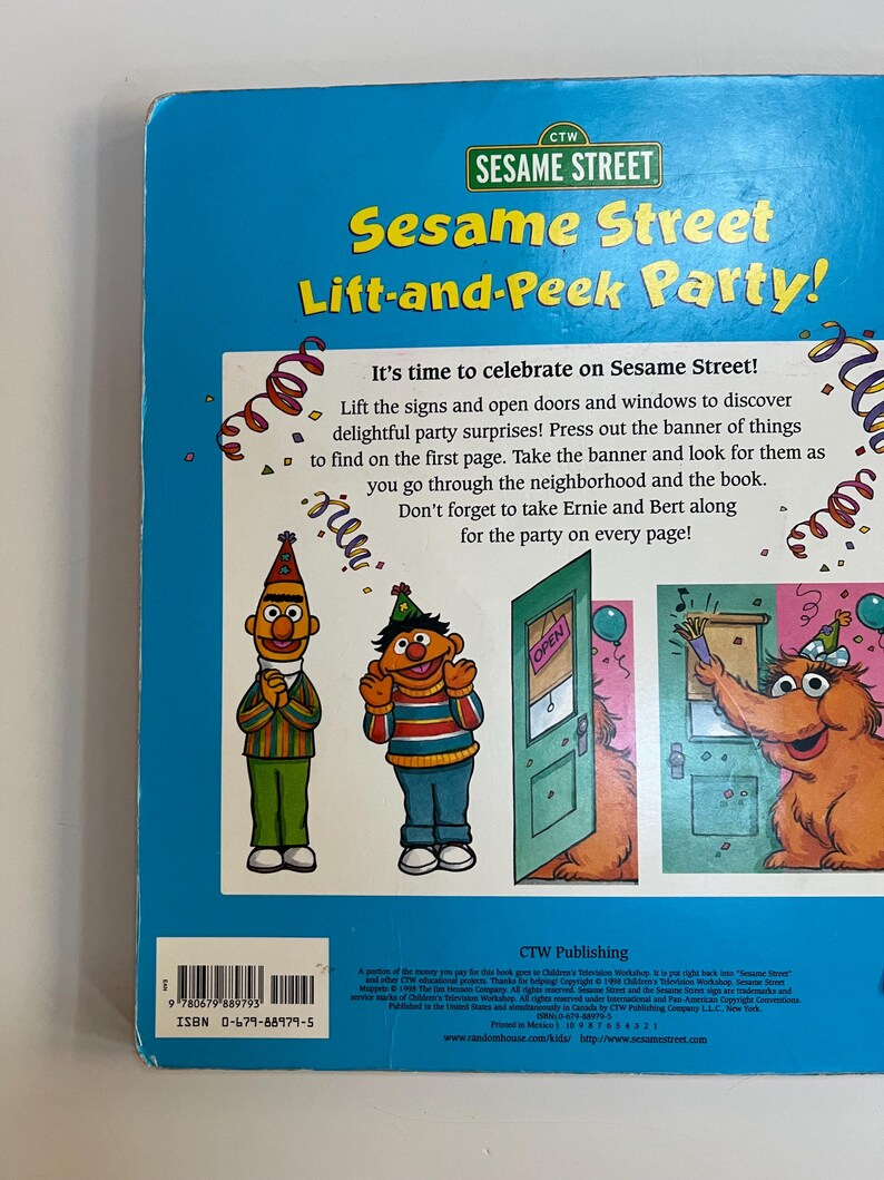 Vintage Childrens Book Sesame Street Lift and Peek Party 1998 Sesame ...