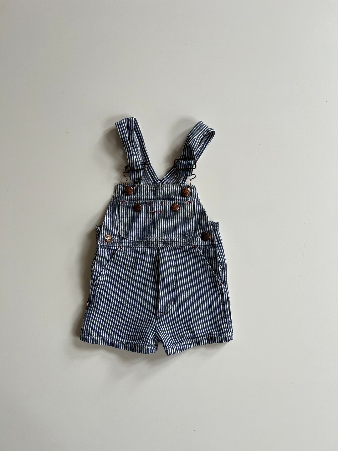 Vintage Engineer Stripe Shortalls Navy Blue and White Striped Shortalls ...
