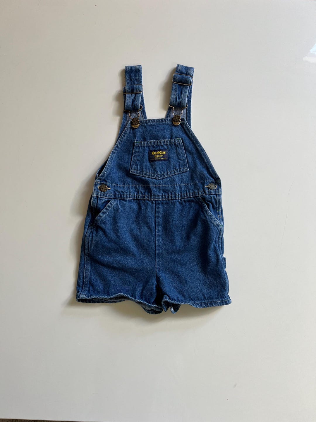Vintage Osh Kosh Shortalls Cotton Medium Blue Denim Overall Shorts Jean ...