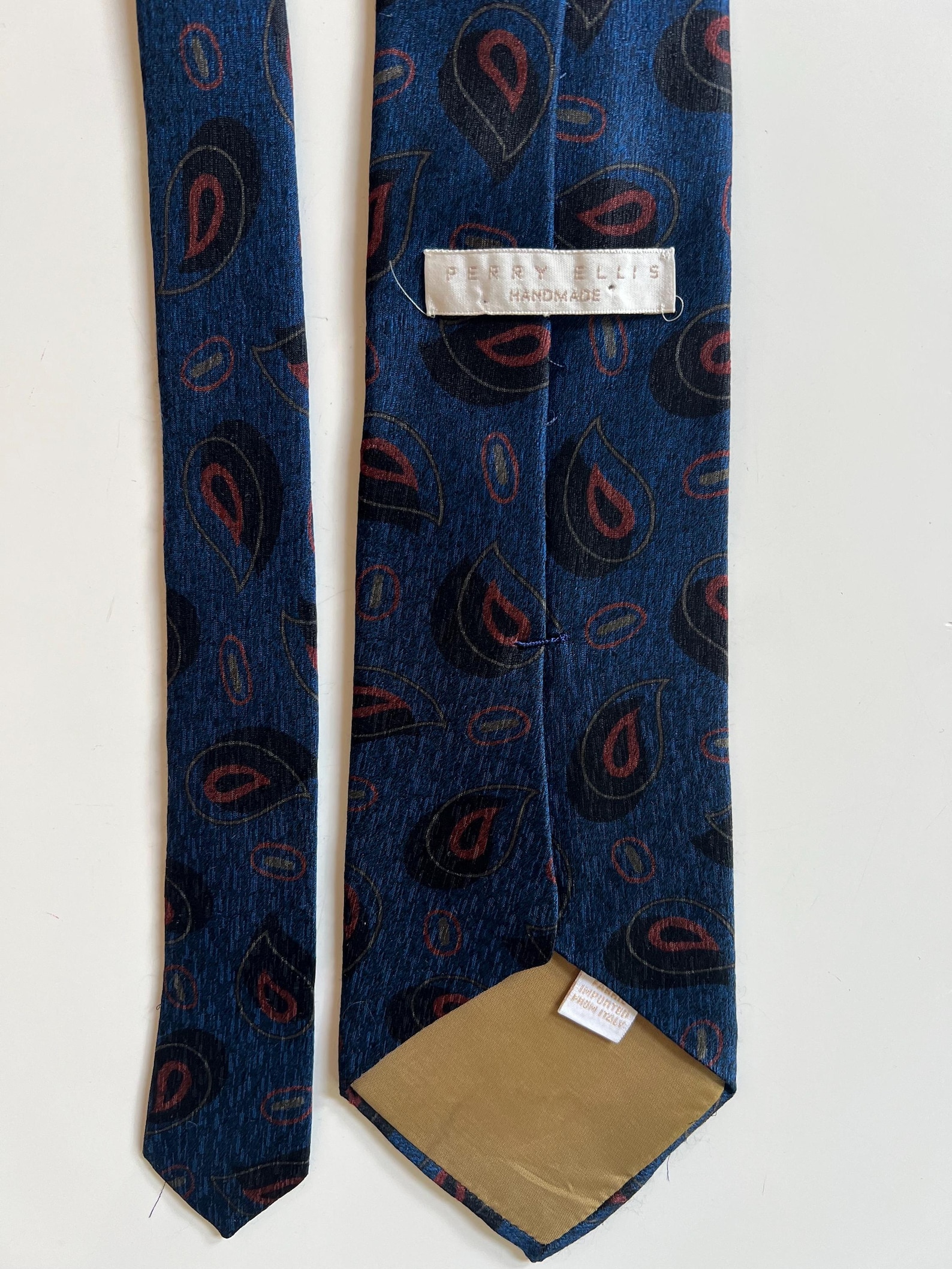 Vintage Mens Perry Ellis Necktie 80s Printed Silk Tie Mens 90s Silk Tie ...