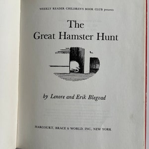 Vintage Book the Great Hamster Hunt by Lenore Blegvad With ...