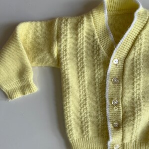 Vintage Pastel Yellow Cardigan With V Neck and White Trim Newborn Baby ...