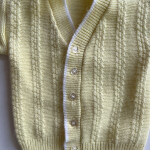 Vintage Pastel Yellow Cardigan With V Neck and White Trim Newborn Baby ...