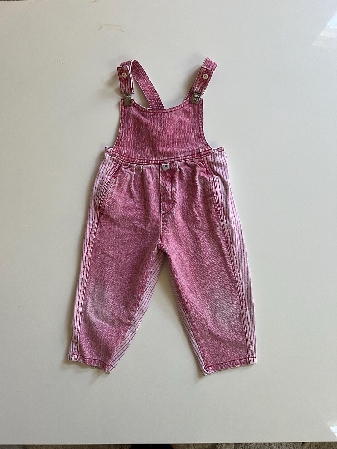 Vintage Guess Overalls Pink Acid Wash With Pink Stripe Back Suspender ...