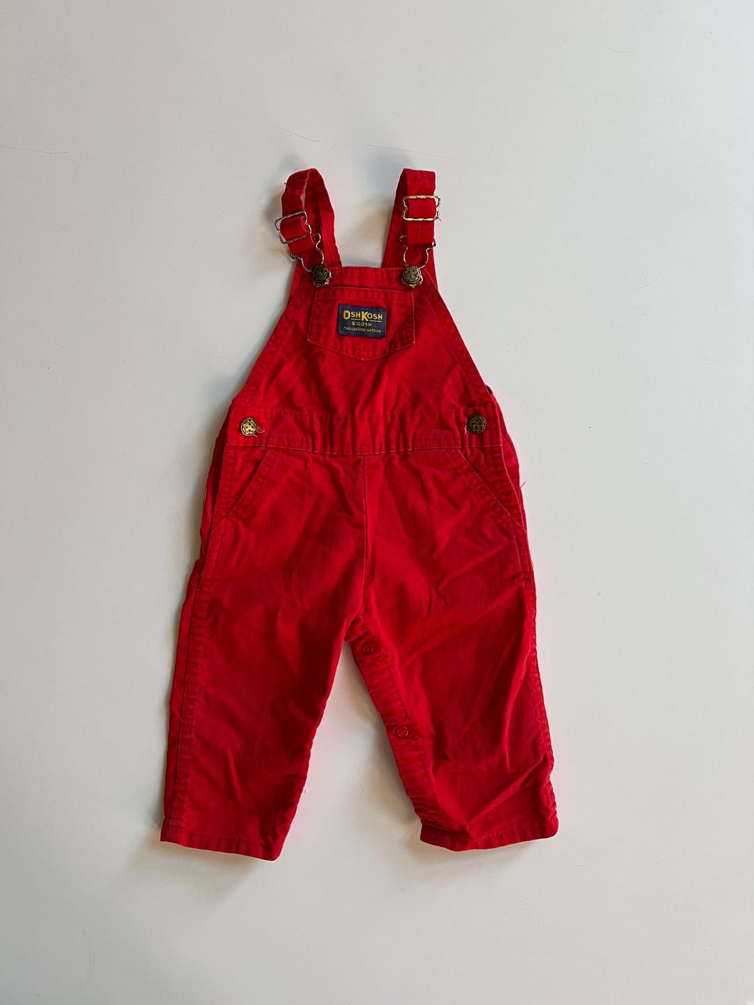Vintage Red Osh Kosh Cotton Overalls 24 Months Made in USA Red Toddler ...