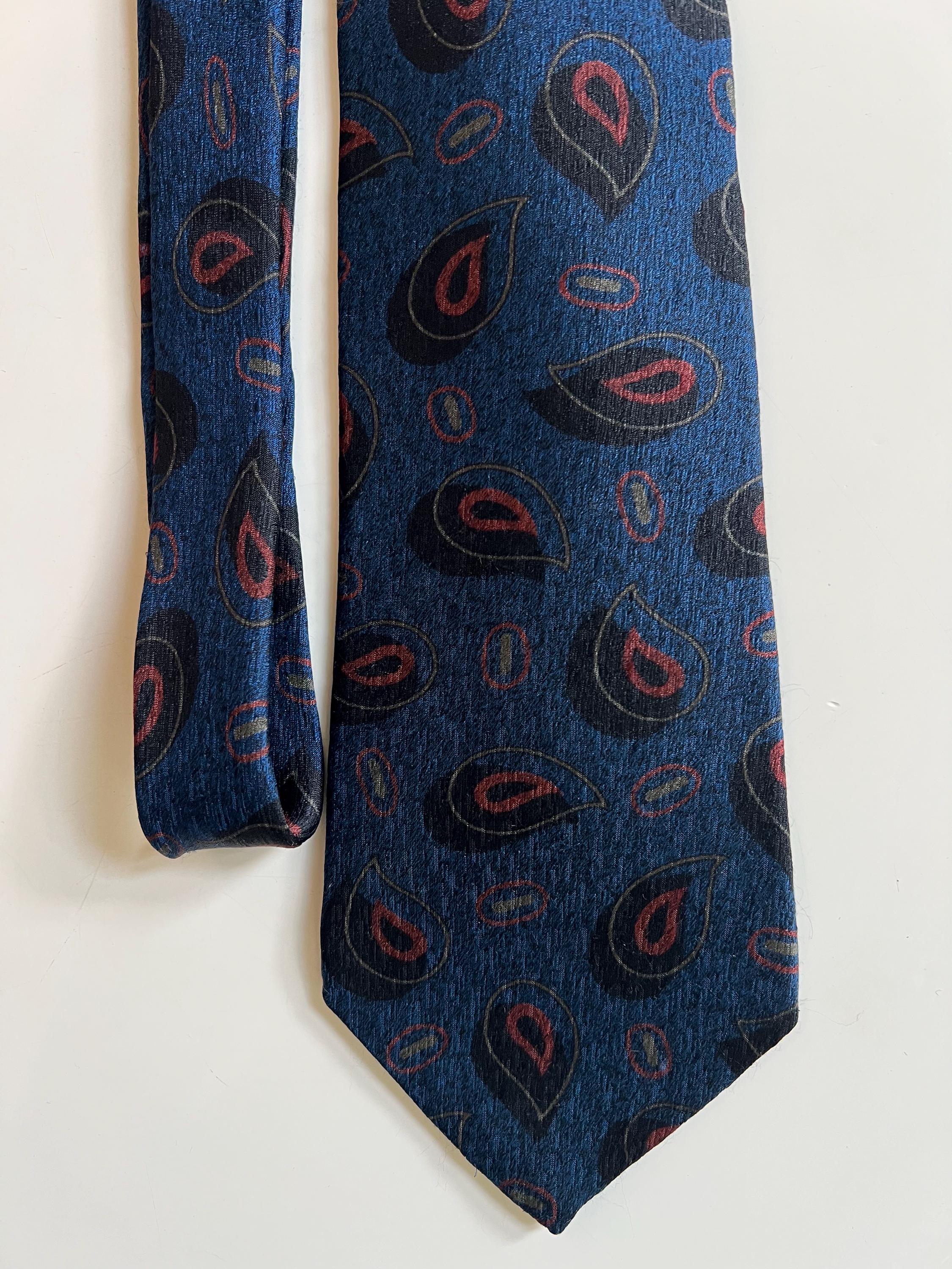 Vintage Mens Perry Ellis Necktie 80s Printed Silk Tie Mens 90s Silk Tie ...
